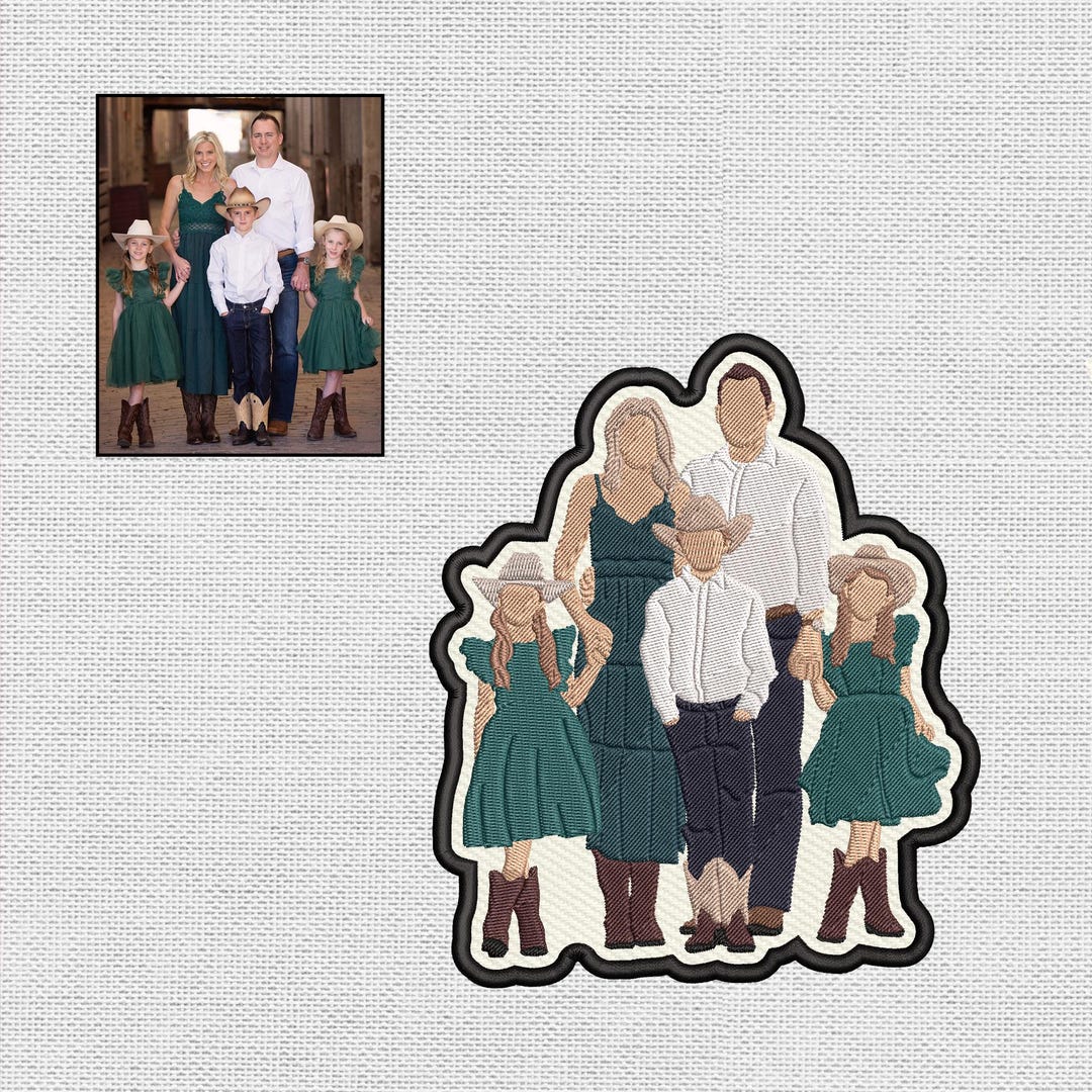 Custom Embroidered Family Photo Patch, Iron-on/sew-on - Etsy