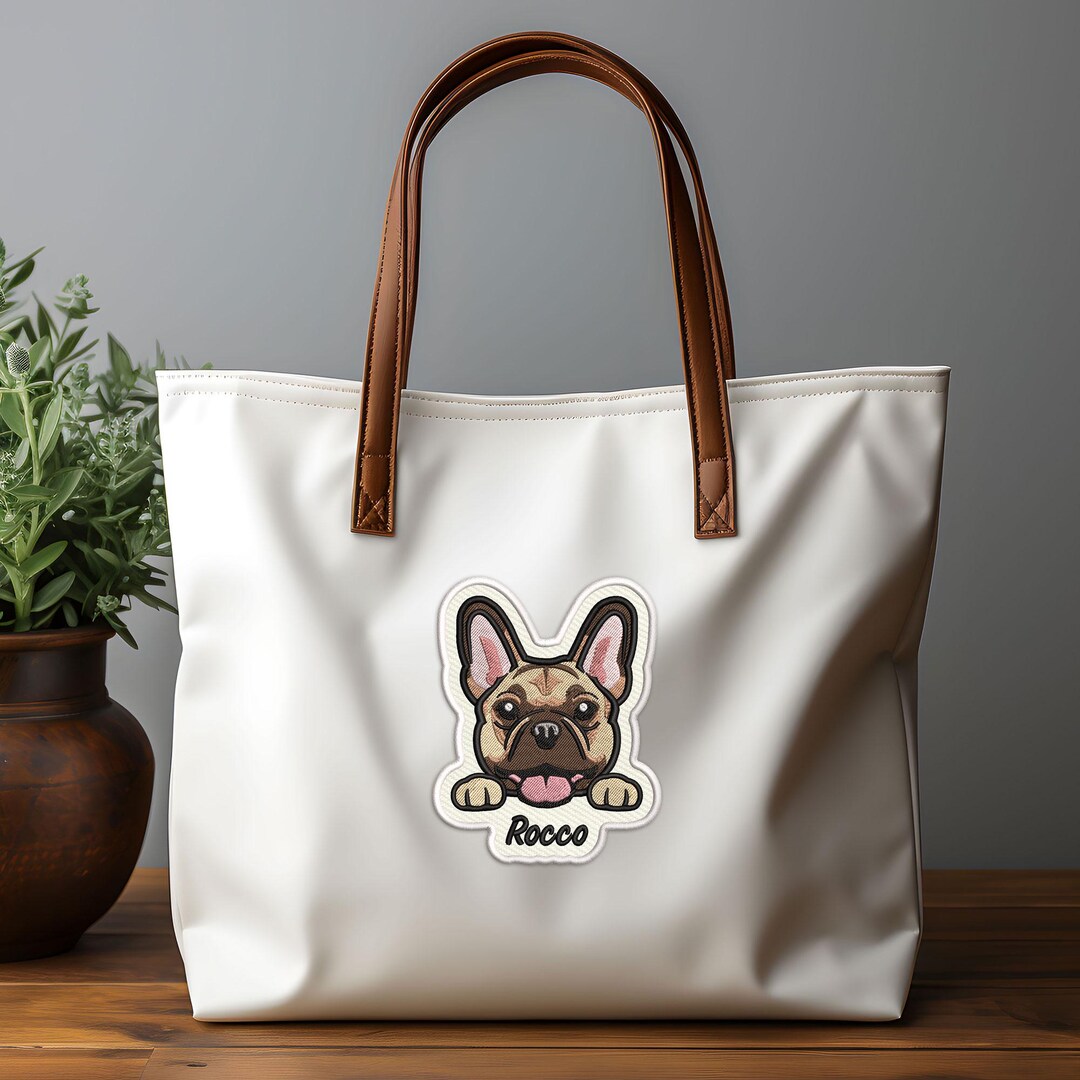 Custom Embroidered Dog Name Patches, Frenchie Smiling Name Patch ...