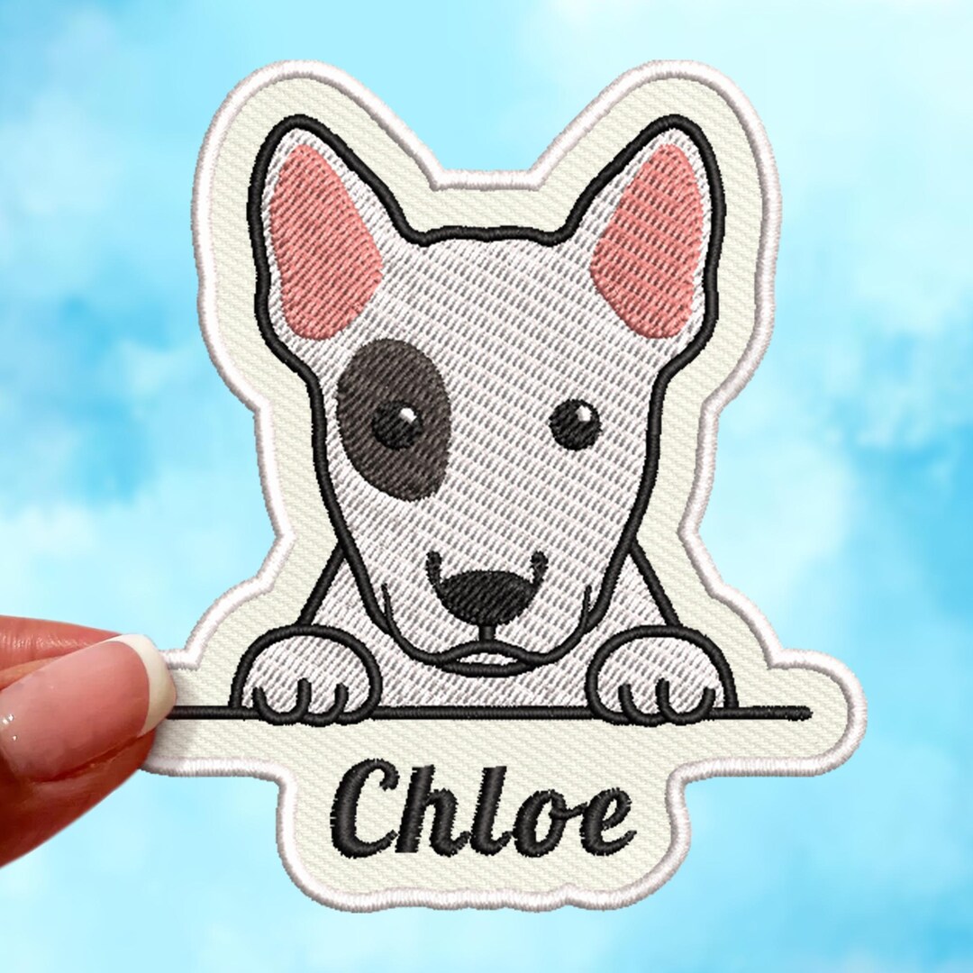 Custom Embroidered Dog Name Patches, Personalized Bull Terrier Dog ...