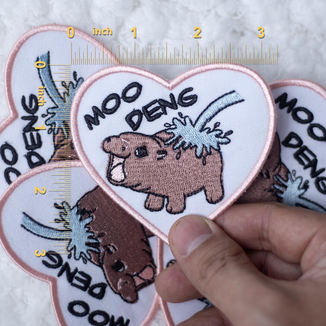 Embroidered Moo Deng Patch, Baby Pygmy Hippo Moo Deng Patch, Sew on ...