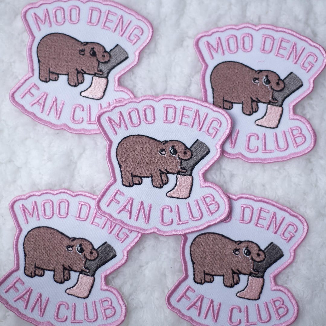 Embroidered Moo Deng Fan Club Patch, Cute Moo Deng Patch, Baby Pygmy ...