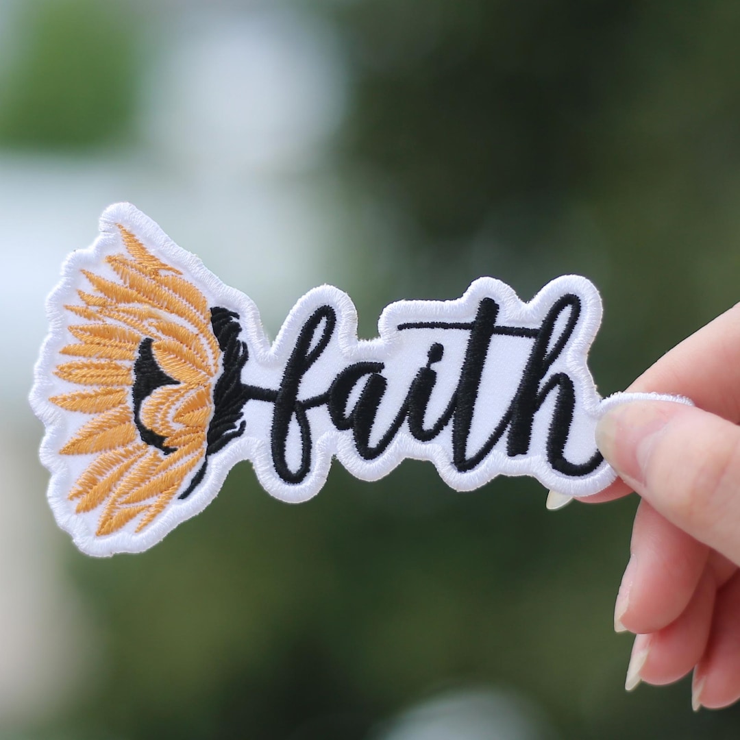 Faith Flower Patch Iron On, Embroidered Applique Patch, Christian ...