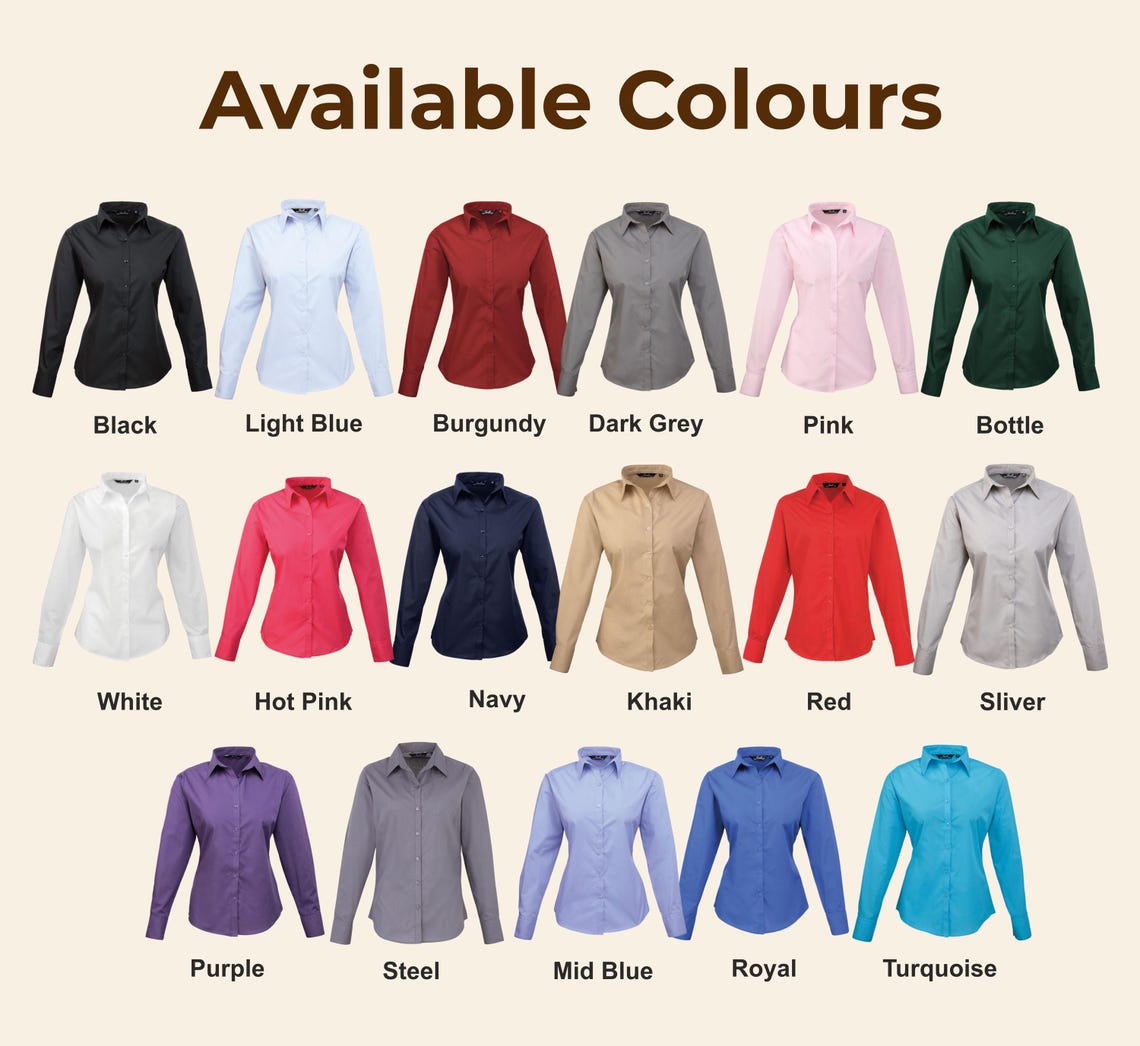 Custom Embroidered Long Sleeve Blouse, Personalised Text/logo Work ...