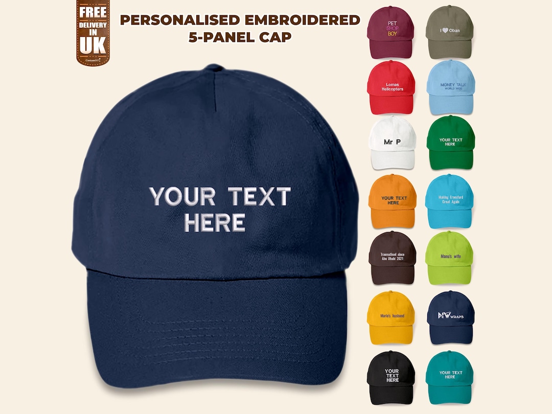 Custom Text or Logo Baseball Hats, Personalized Embroidered Hats, Your ...