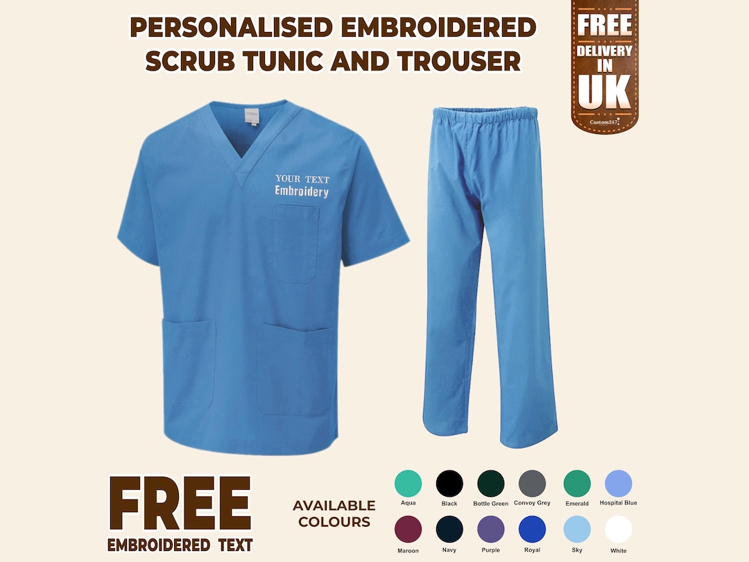 Nurse Scrub Tunic and Scrub Trousers Set, Medical Uniform for ...