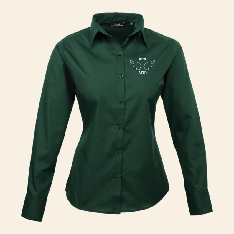 Custom Embroidered Long Sleeve Blouse, Personalised Text/logo Work ...