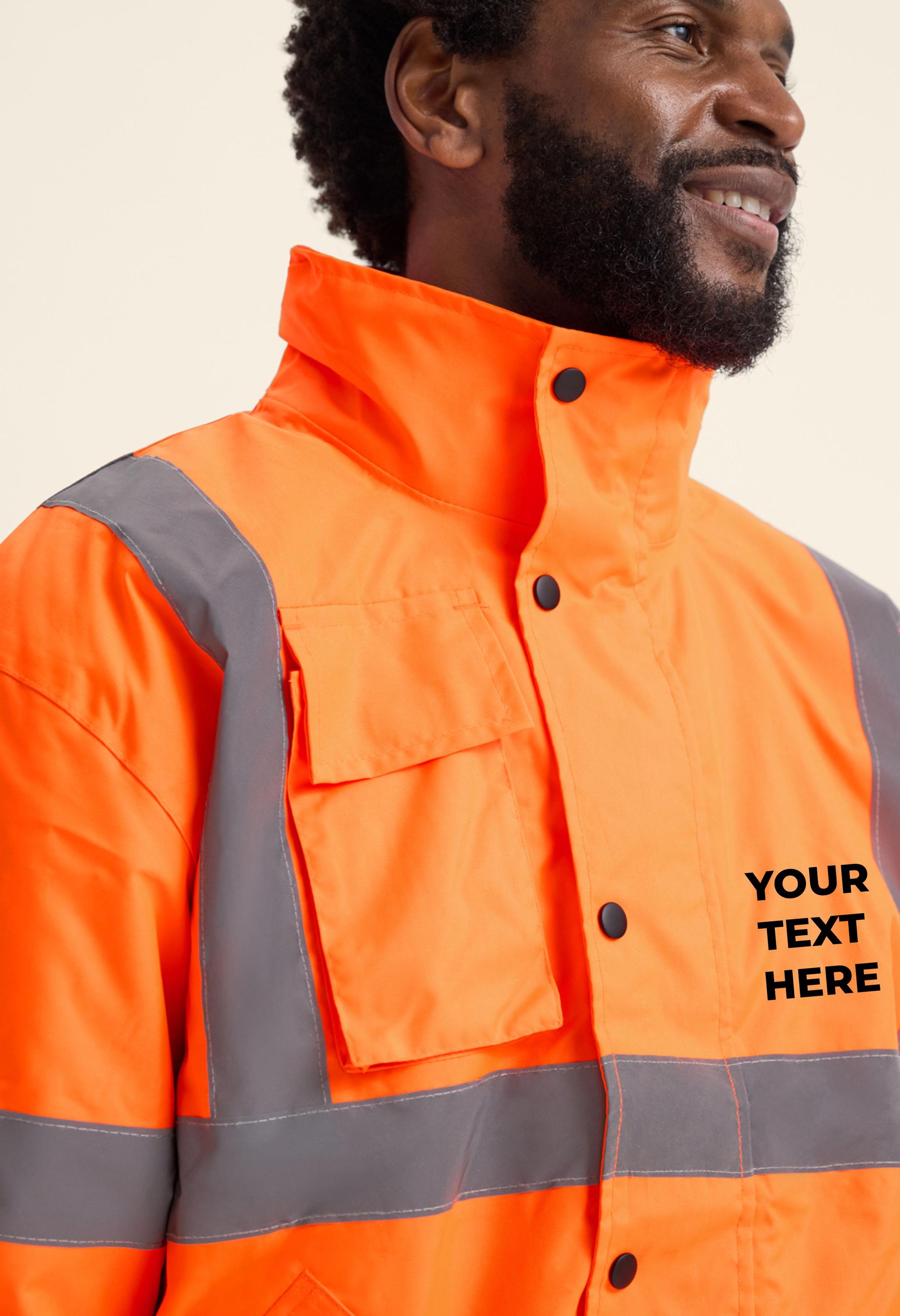 Your Text/logo Hi Vis Bomber Jacket, Custom Printed Designs Monogram ...