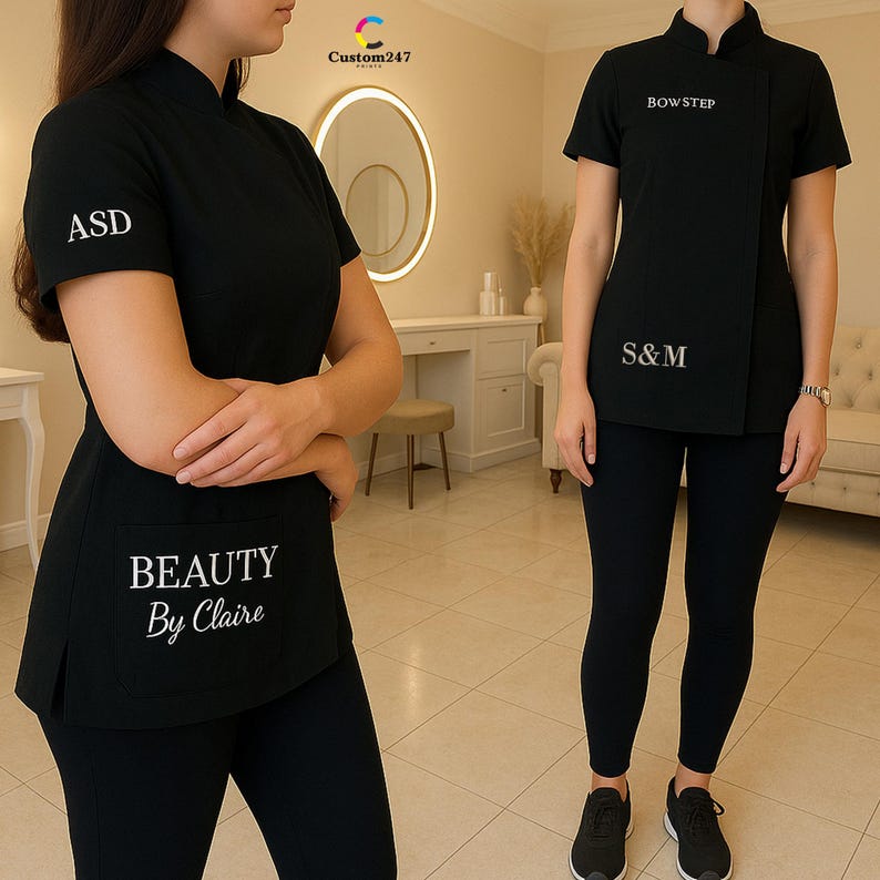 Embroidered Beauty Salon Tunic, Personalised Your Own Text/logo Uniform ...