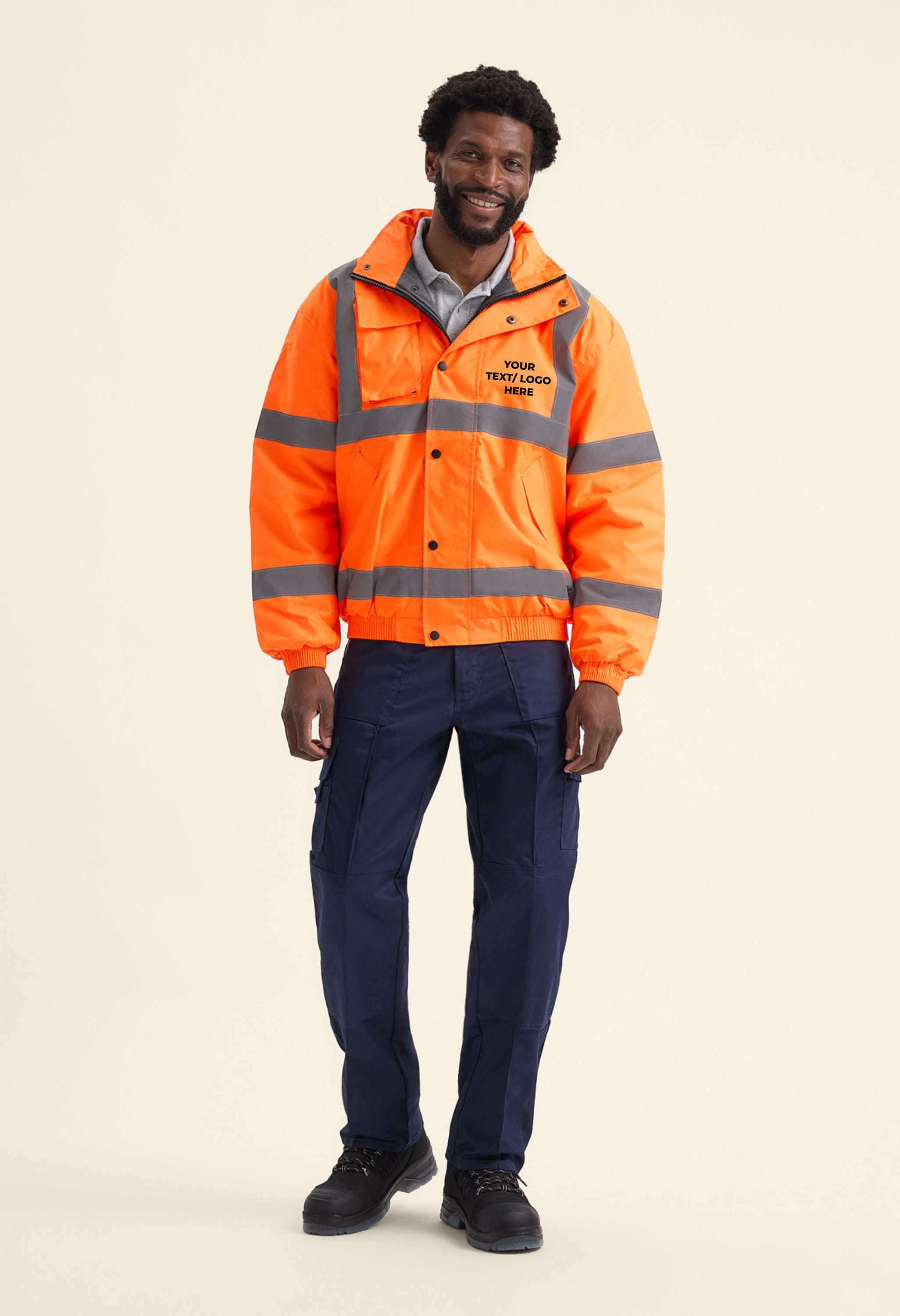 Your Text/logo Hi Vis Bomber Jacket, Custom Printed Designs Monogram ...