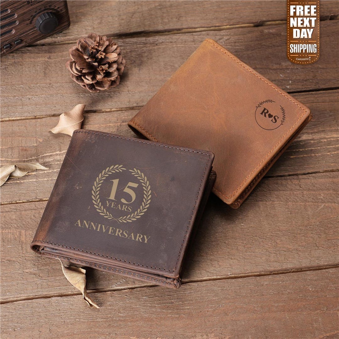 Custom Engraved Monogram Mens Wallet, Personalised Bifold Leather ...