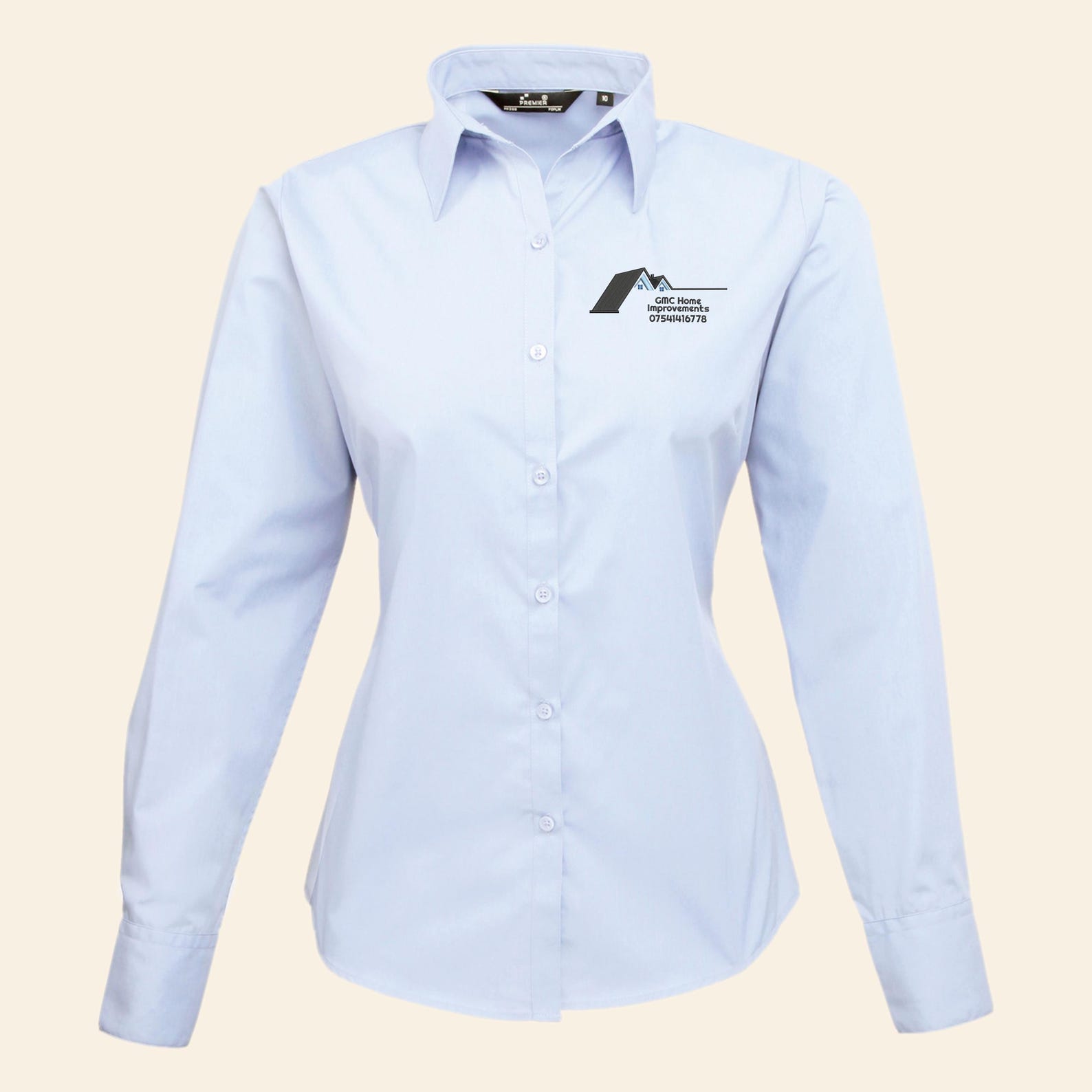 Custom Embroidered Long Sleeve Blouse, Personalised Text/logo Work ...