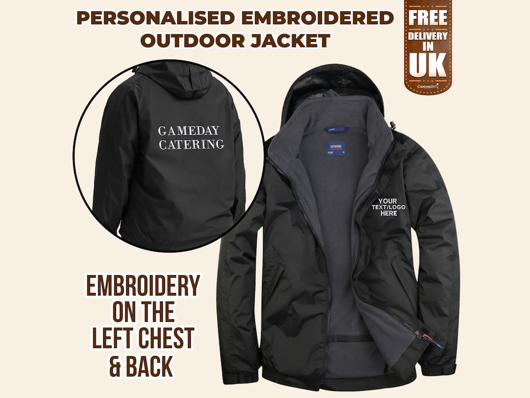 Personalized Embroidered Zip-up Jacket | Custom Back Text & Monogram ...