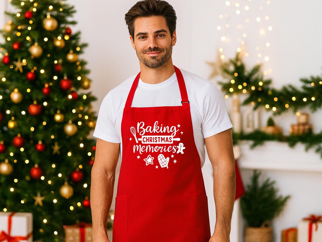 Christmas Chef Apron, Holiday Baking Kitchen Apron, Festive Xmas ...