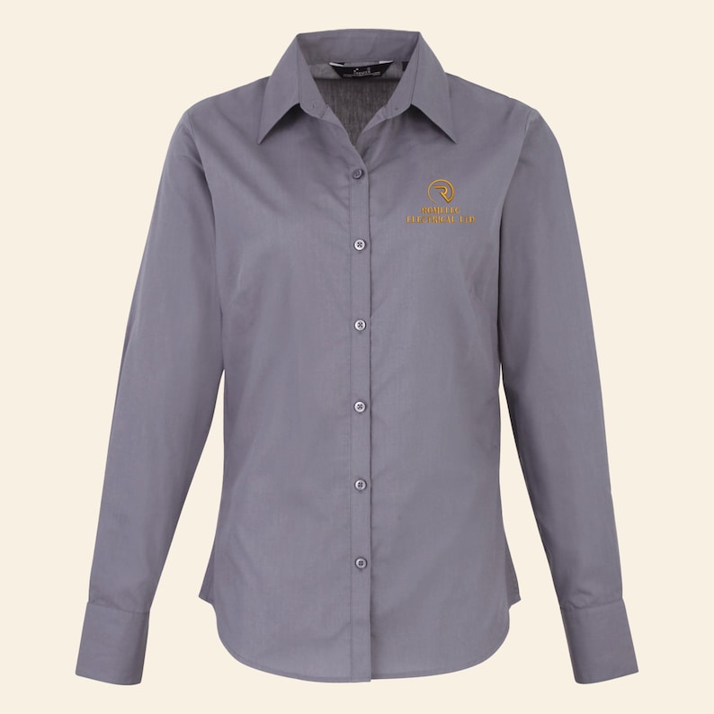 Custom Embroidered Long Sleeve Blouse, Personalised Text/logo Work ...