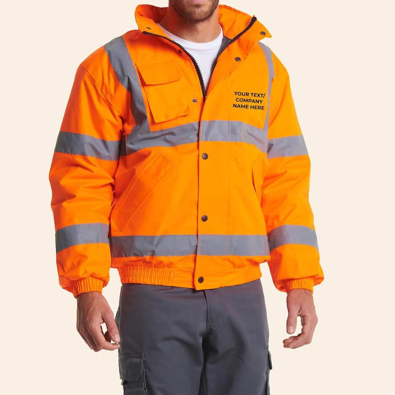 Your Text/logo Hi Vis Bomber Jacket, Custom Printed Designs Monogram ...