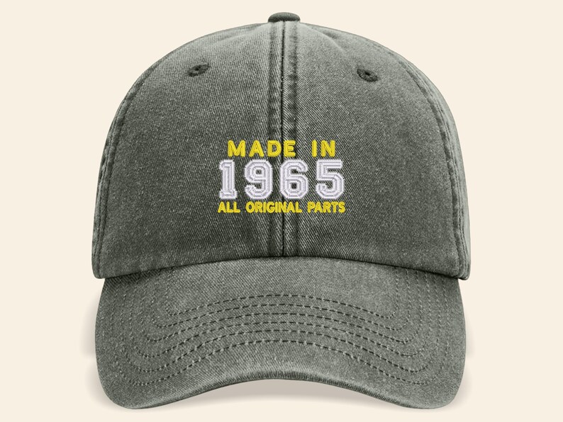 60th Birthday Gifts, Made in 1965 Embroidered Hat, Vintage 1965 ...