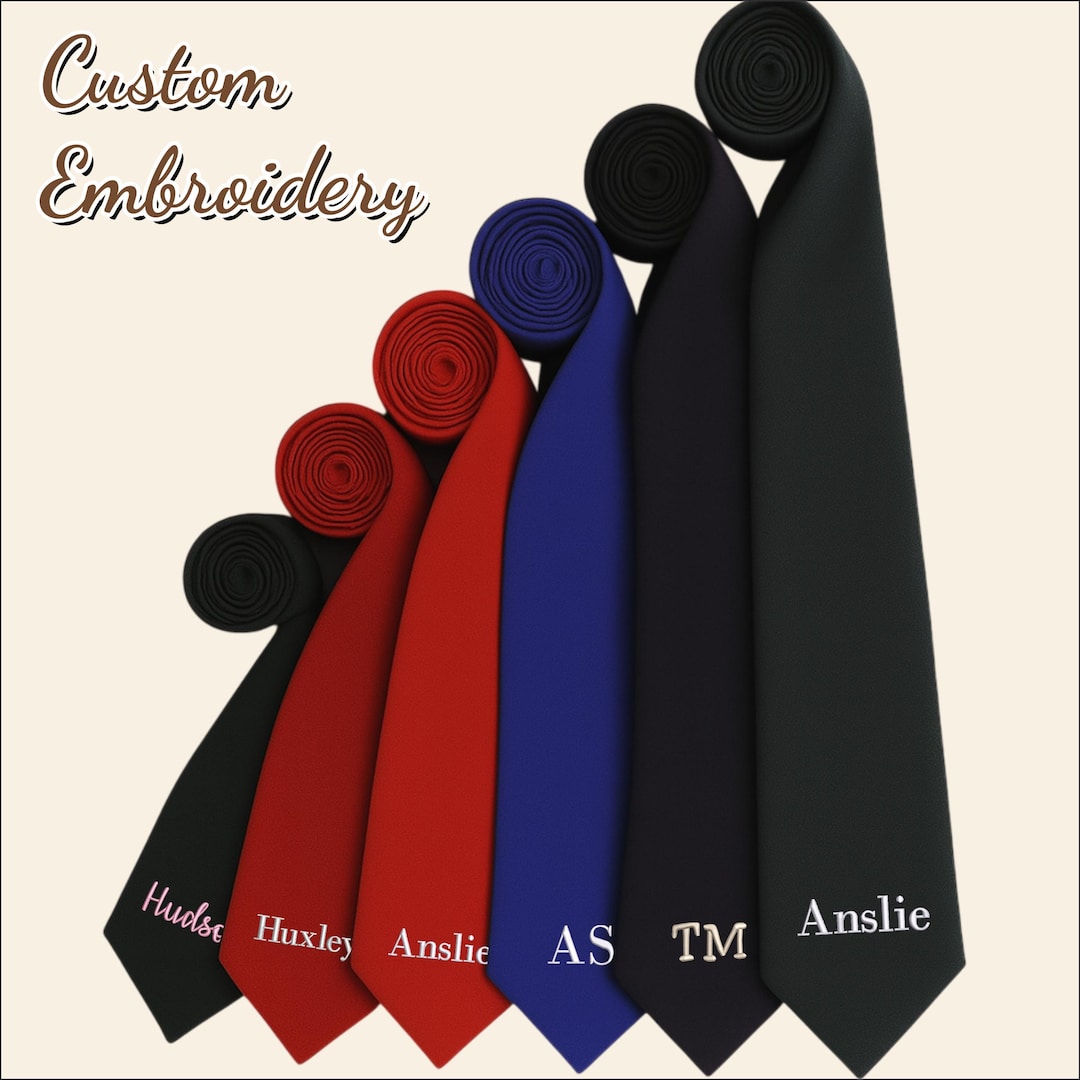 Personalised Embroidered Tie for Men, Custom Text/name Formal Necktie ...