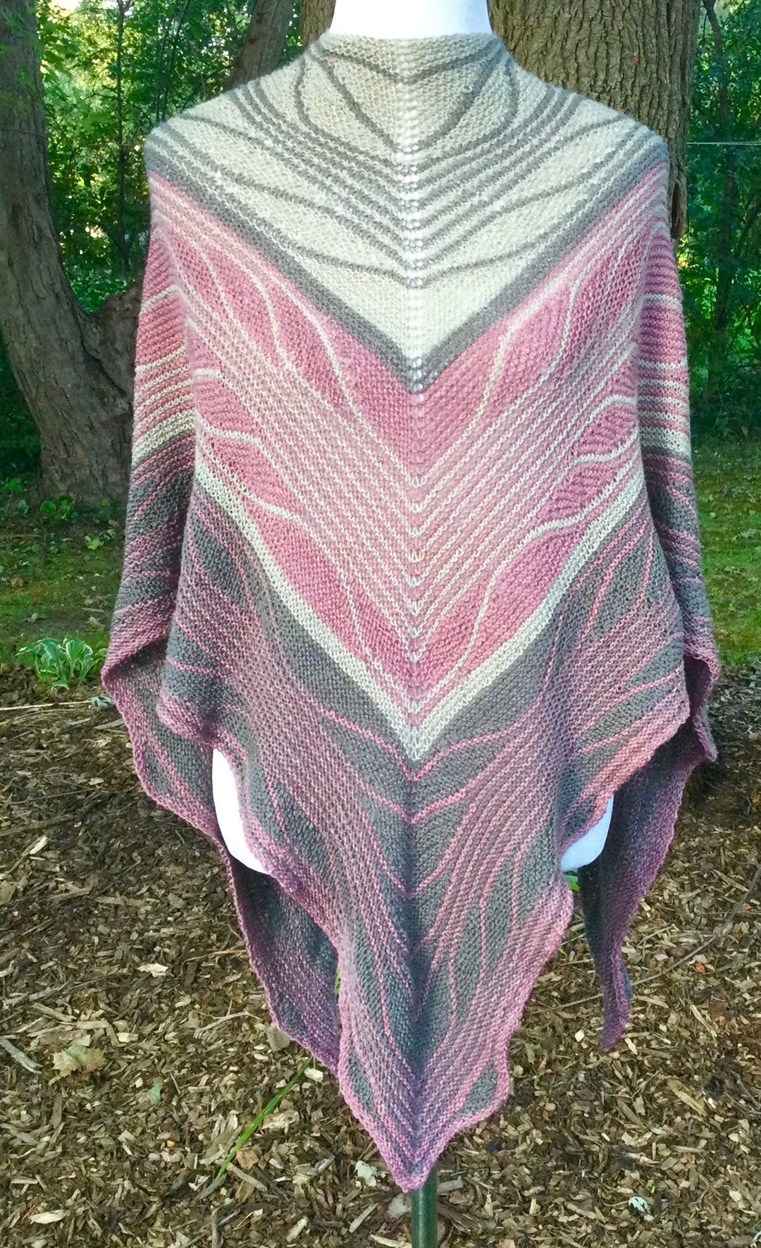 Butterfly Papillon Shawl Scarf Hand Knitted Wearable Art Triangle Made ...