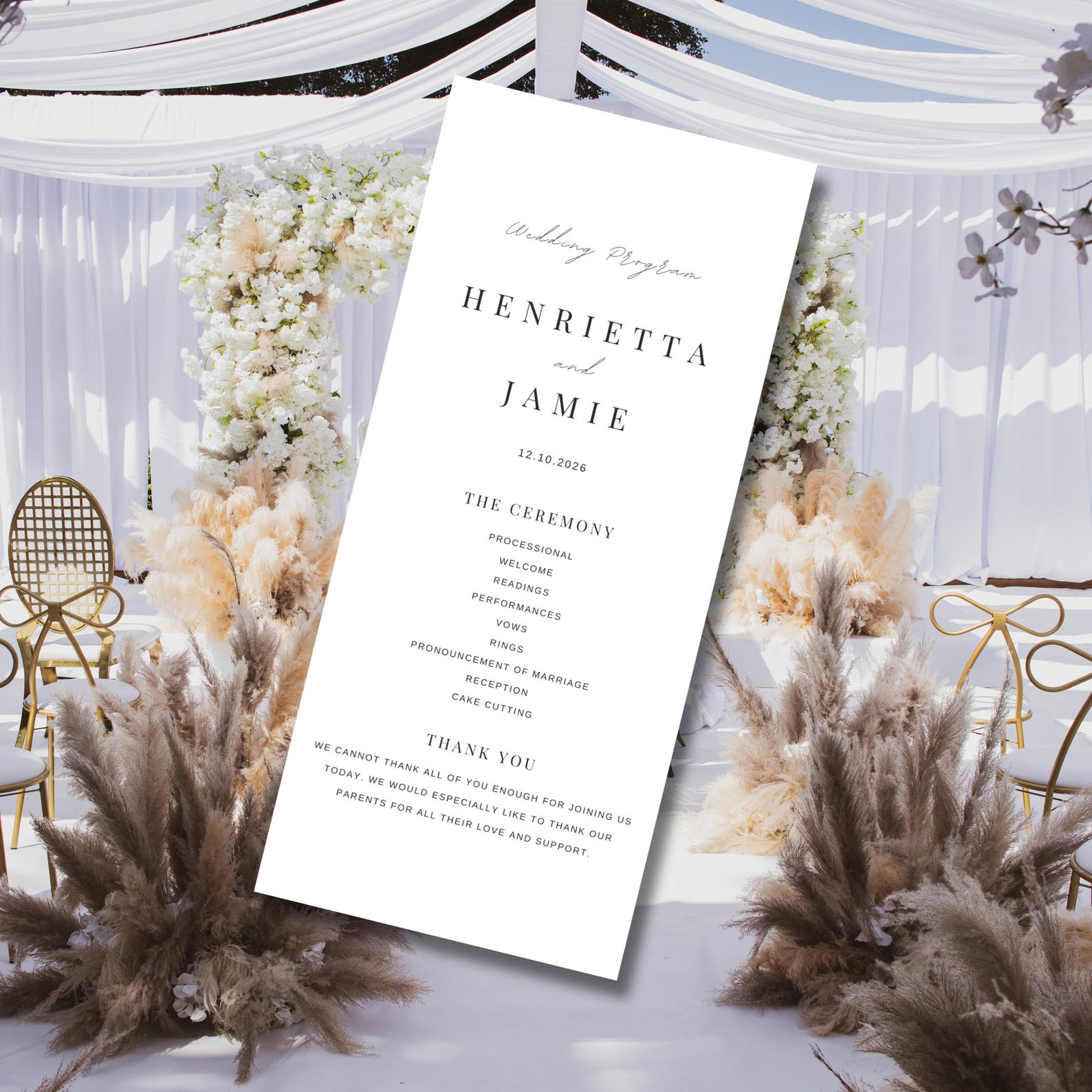 Simple & Elegant Wedding Program – Customizable Timeline and Event ...