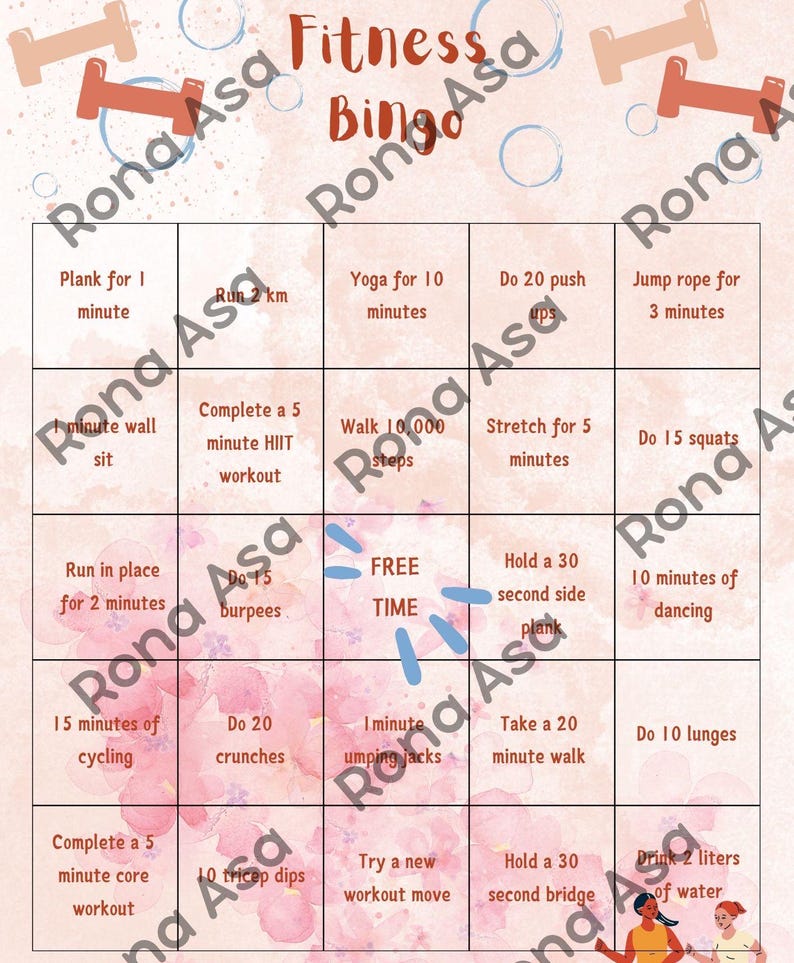 Fitness Bingo - Printable Challenge for Health & Wellness - Etsy