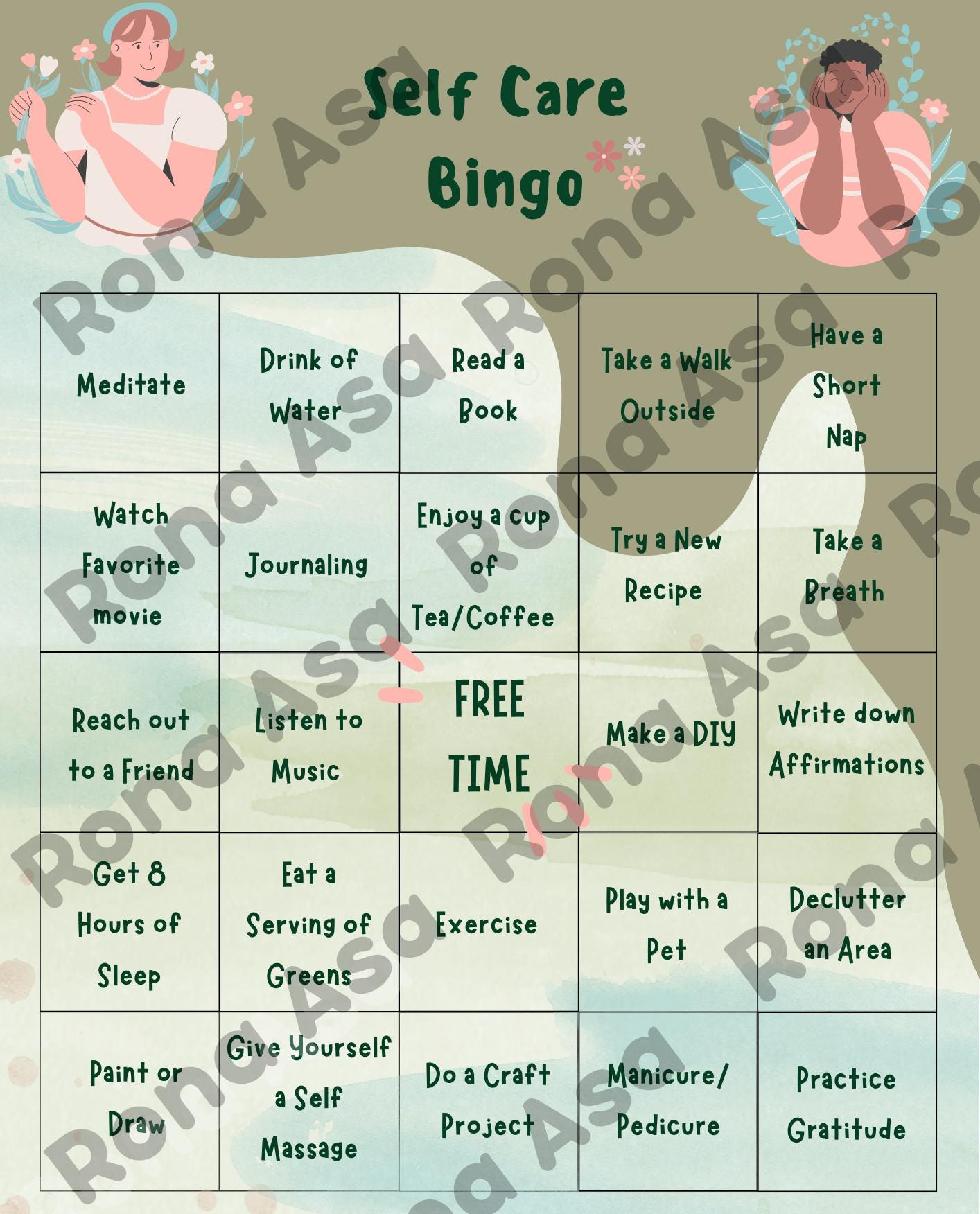Self Care Bingo - Daily Activities for Self-love and Relaxation - Etsy