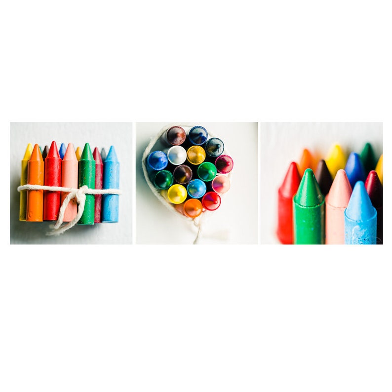 Set of 3 Square Crayon Photograph Prints Crayon Art for - Etsy