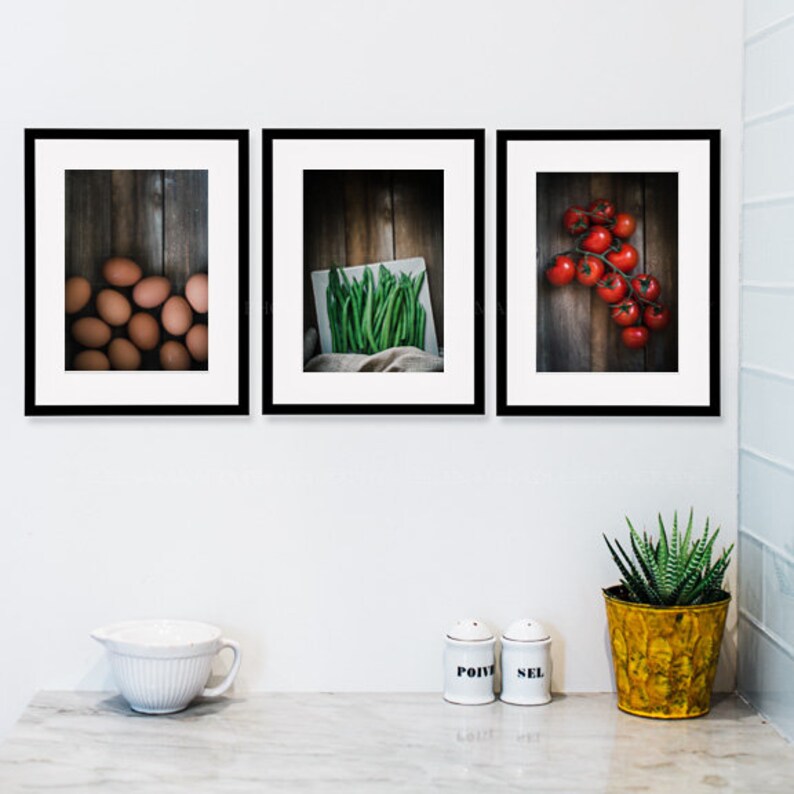 Set of 3 Prints of Food, Kitchen Wall Art, Farmhouse Kitchen Decor ...
