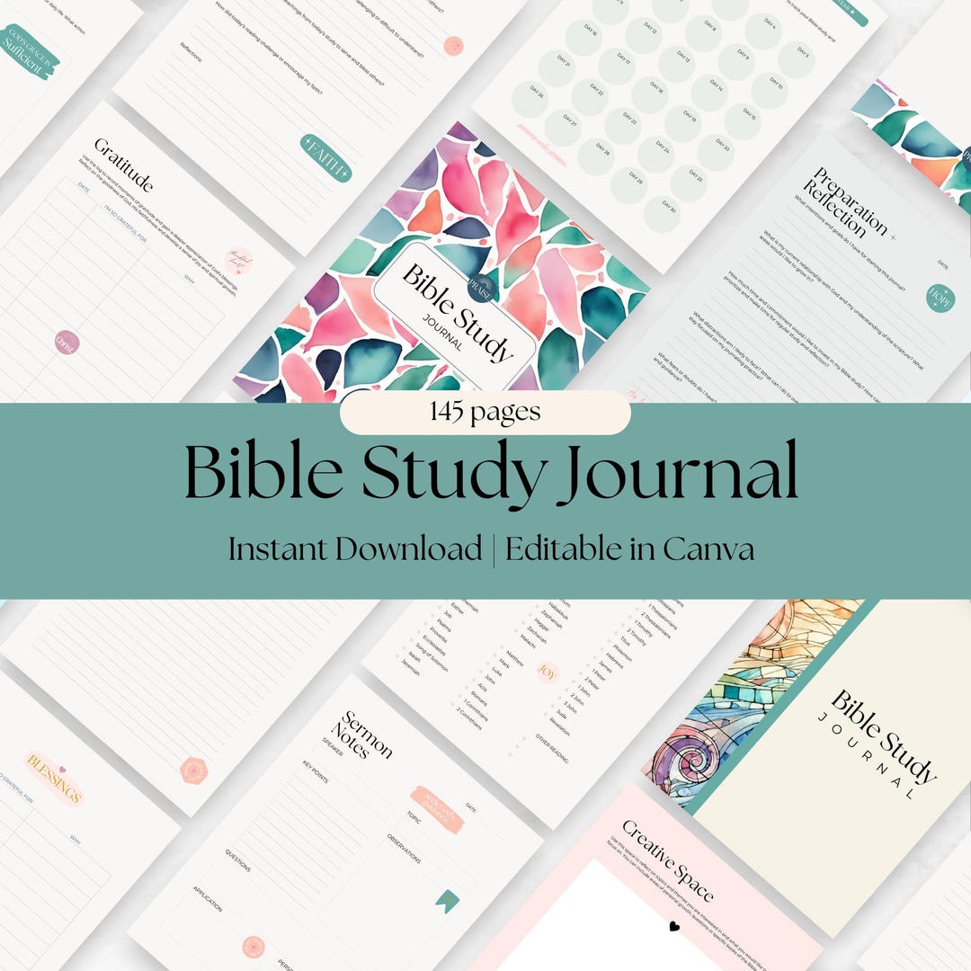Bible Study Journal Digital Download Planner Printable Christian Bible ...