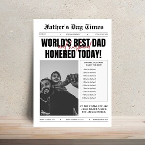 Personalized Father's Day Newspaper Template Gift for Dad Custom ...