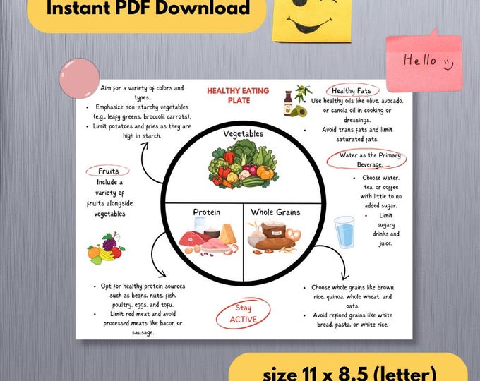Healthy Eating Plate Guide Balanced Meal Healthy Portions Plate Digital ...