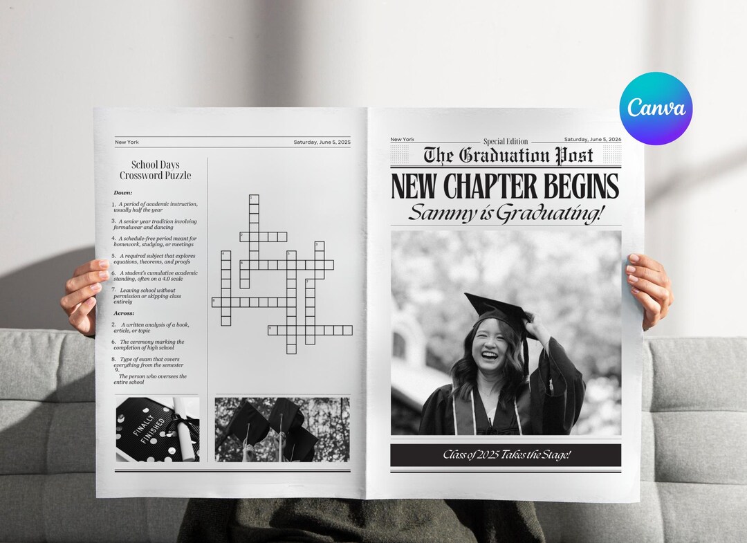 Custom Graduation Newspaper Template Senior Gift Graduation Invite ...