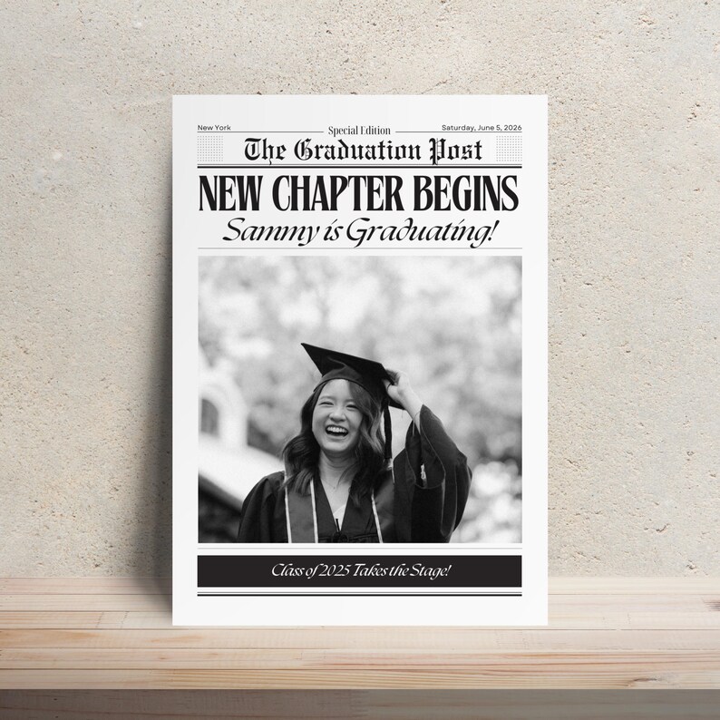 Custom Graduation Newspaper Template Senior Gift Graduation Invite ...