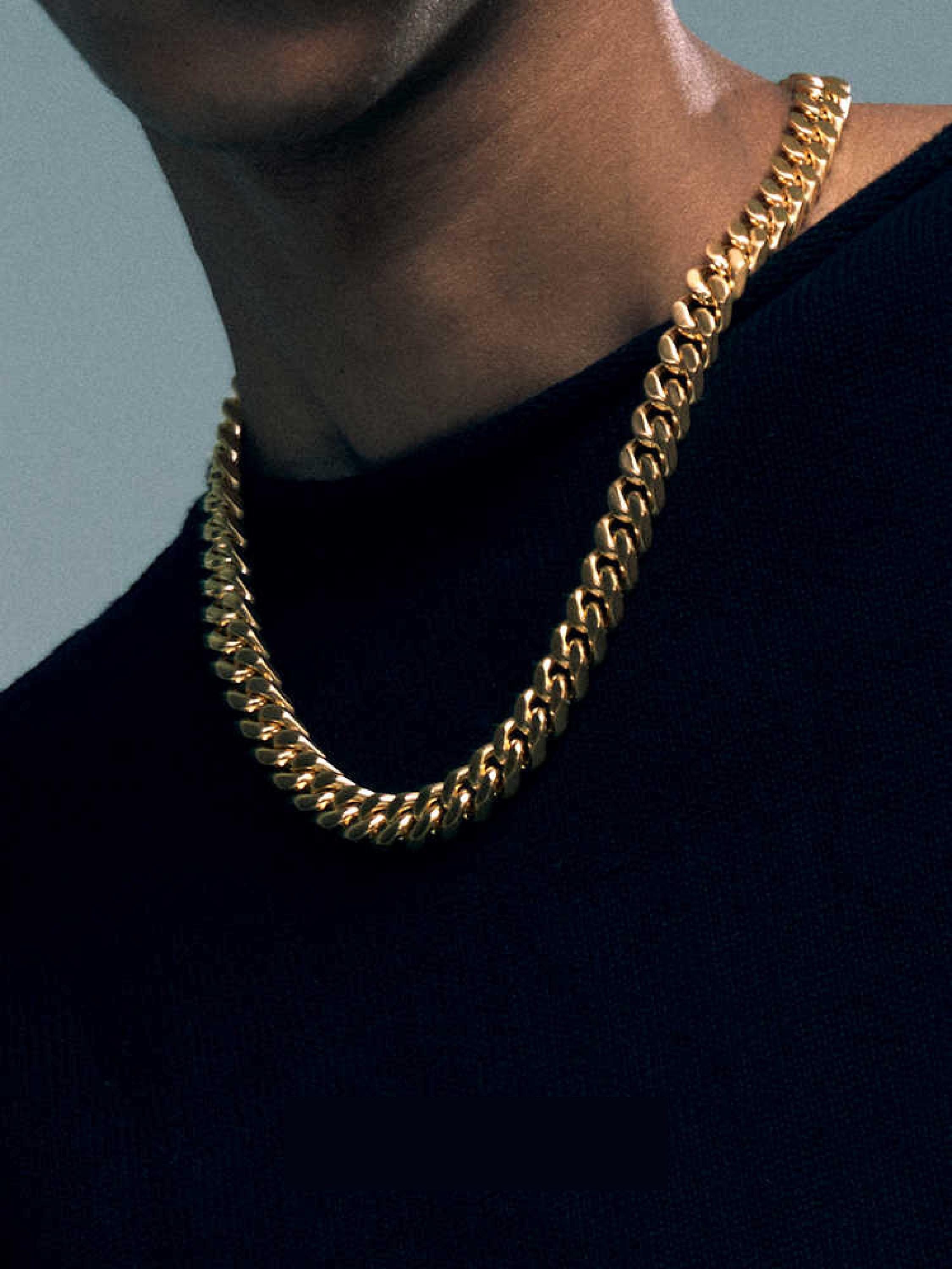 18K Gold Cuban Link Chain 3mm 6mm 8mm 10mm 12mm Mens Miami Cuban Link ...