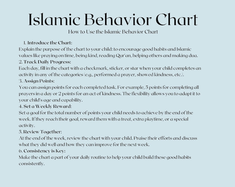 Editable Islamic Behavior Chart for Kids, Good Deeds Reward Chart ...