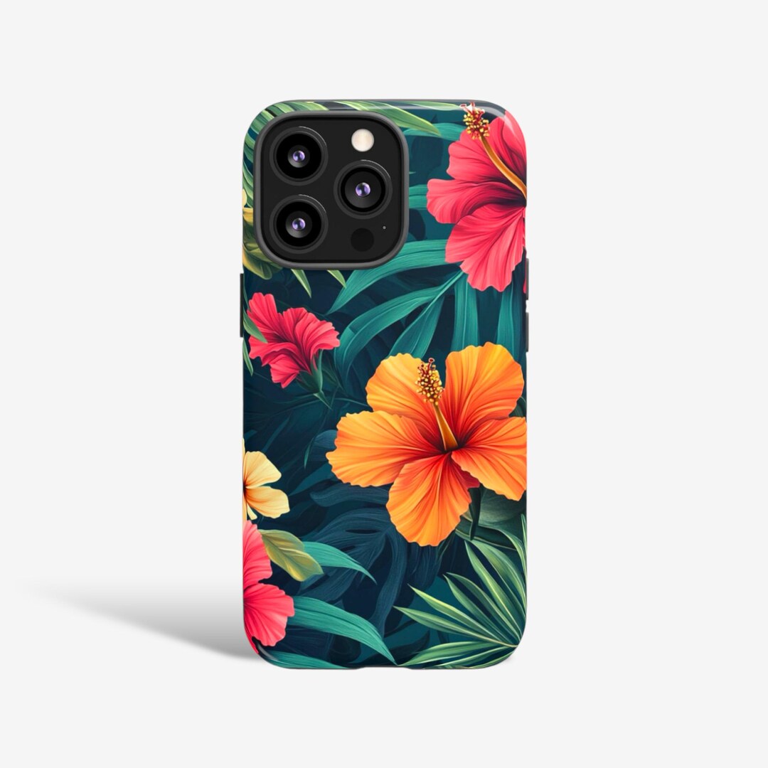 Hibiscus Tropical Flower,palm Leaves Tough Cases phone Case for iPhone ...