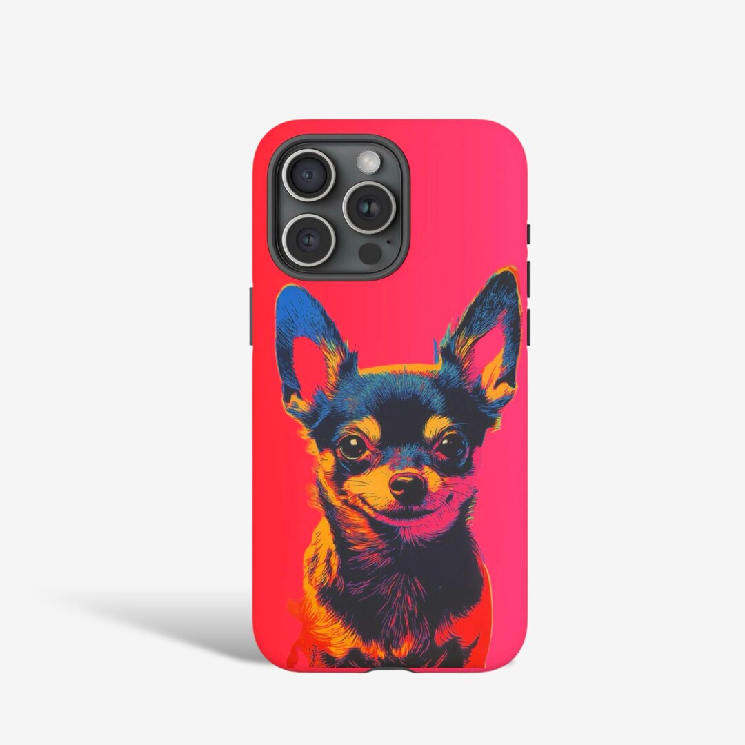 Chihuahua Dog Case Hot Pink Colour Tough Cases Phone Case for iPhone 15 ...