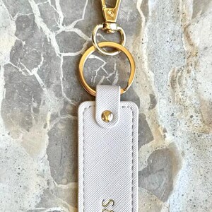 Personalised Leather Keychain With Initials, Custom Monogram Keyring ...
