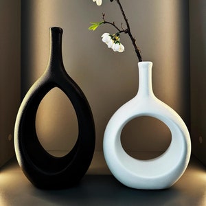 Modern Minimalist Ceramic Vase Abstract White Flower Vase Contemporary ...