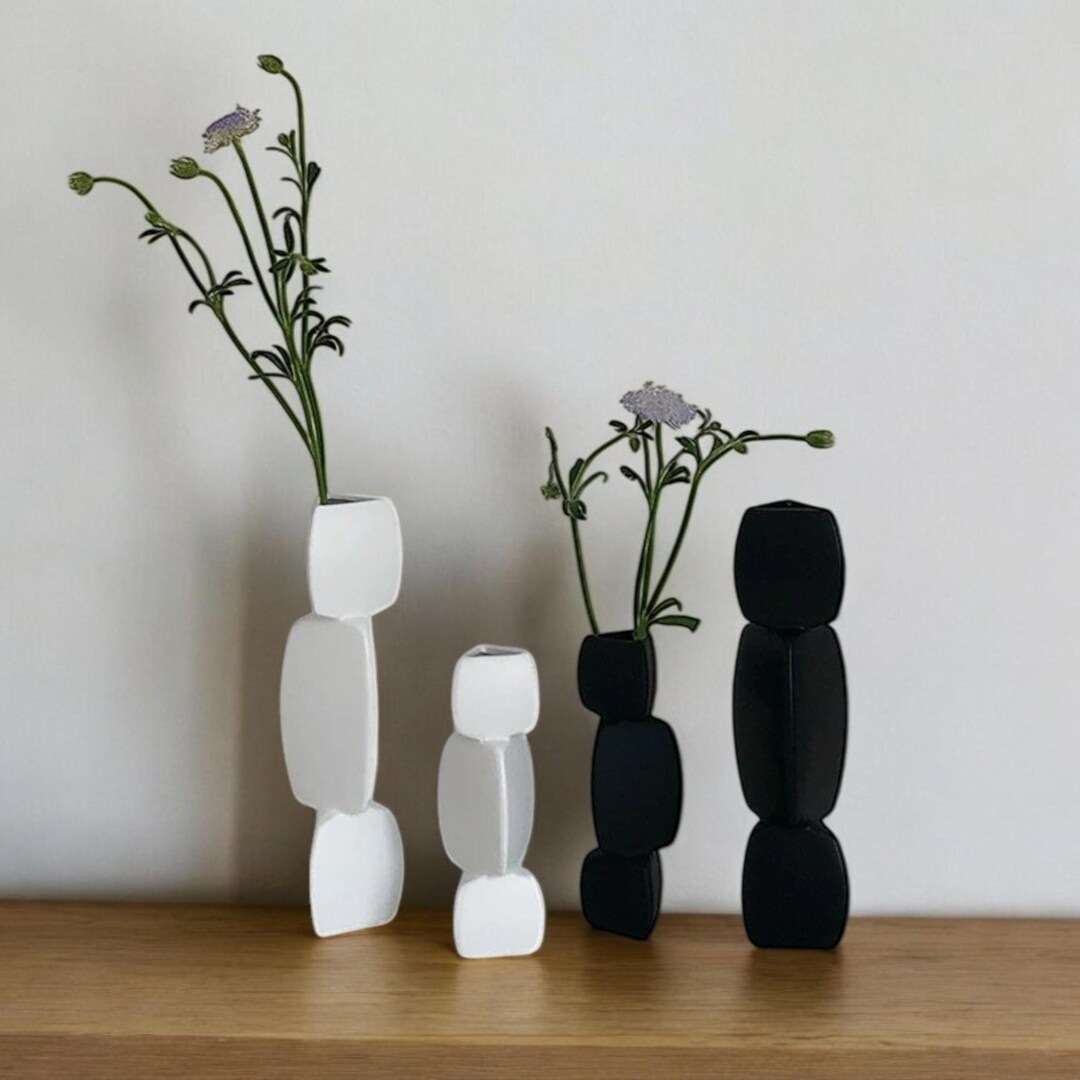 Abstract Ceramic Vase Sculpture Minimalist Geometric Art Unique Home or ...