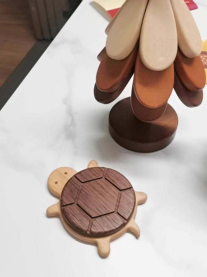 Cute Turtle Shape Black Walnut Solid Wood Turtle Insulation Mat Kettle ...