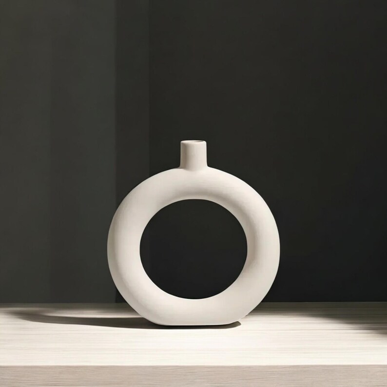 Modern Donut Vase Fan Shape Ceramic Vase for Living Room Home Décor - Etsy