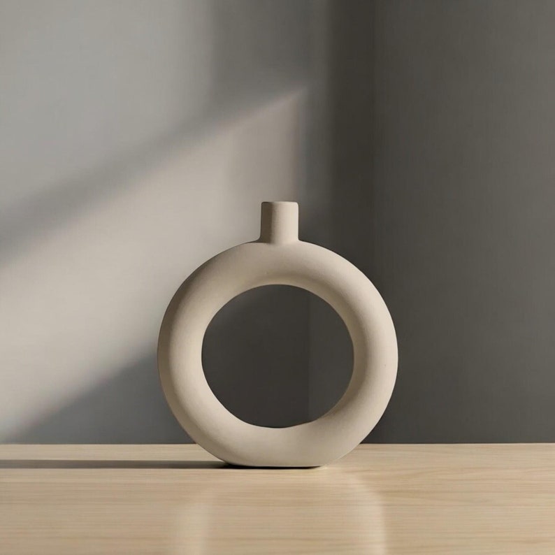 Modern Donut Vase Fan Shape Ceramic Vase for Living Room Home Décor - Etsy