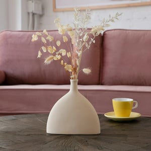 Ceramic Vase Abstract White Flower Vase Elegant Tabletop Accent - Etsy