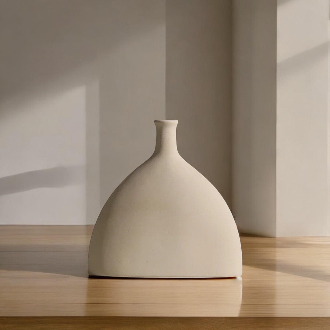 Ceramic Vase Abstract White Flower Vase Elegant Tabletop Accent - Etsy