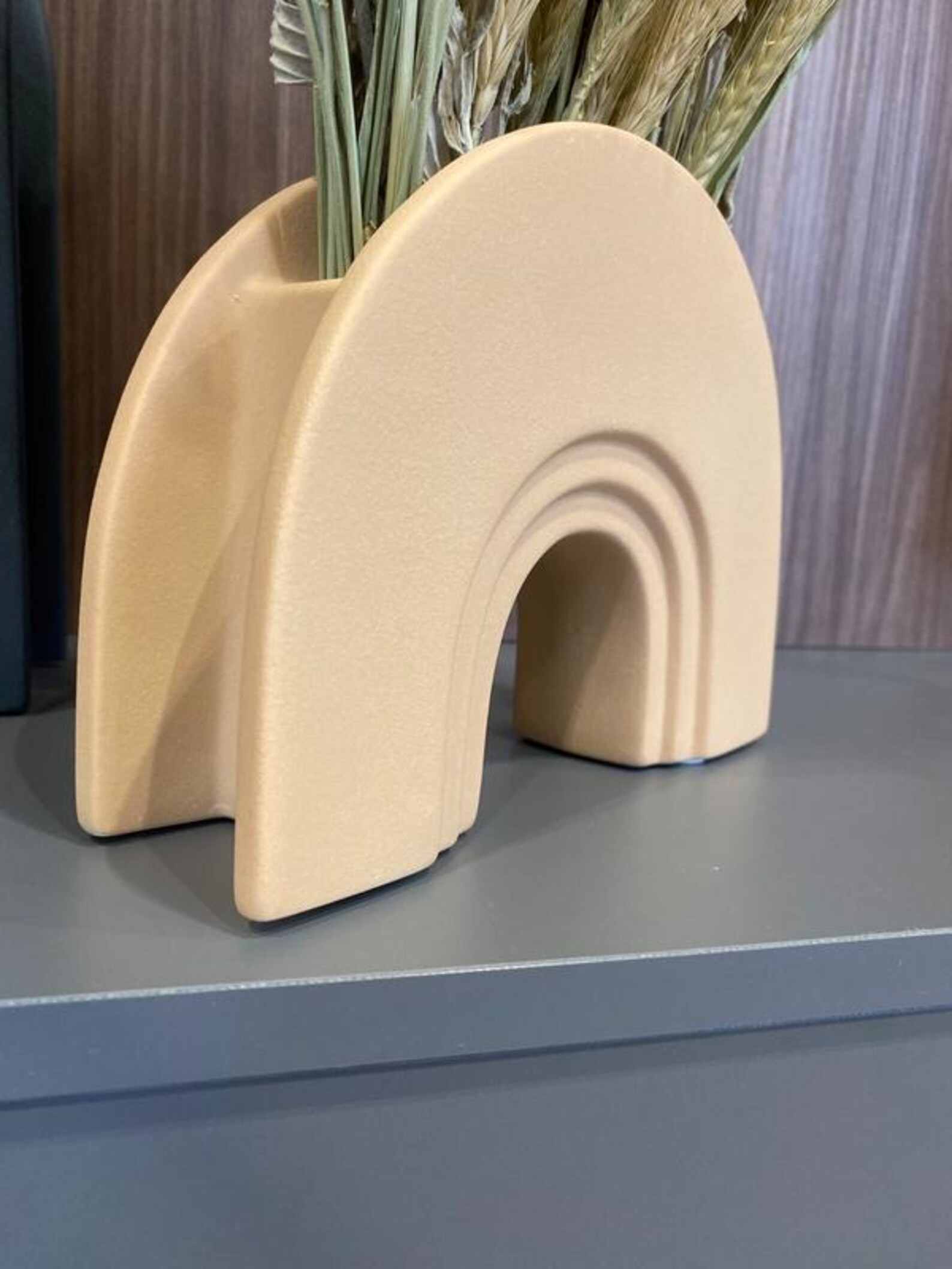 Ceramic Vase Arch Bridge Vase Semicircle Geometric Stripes Hollow Color ...