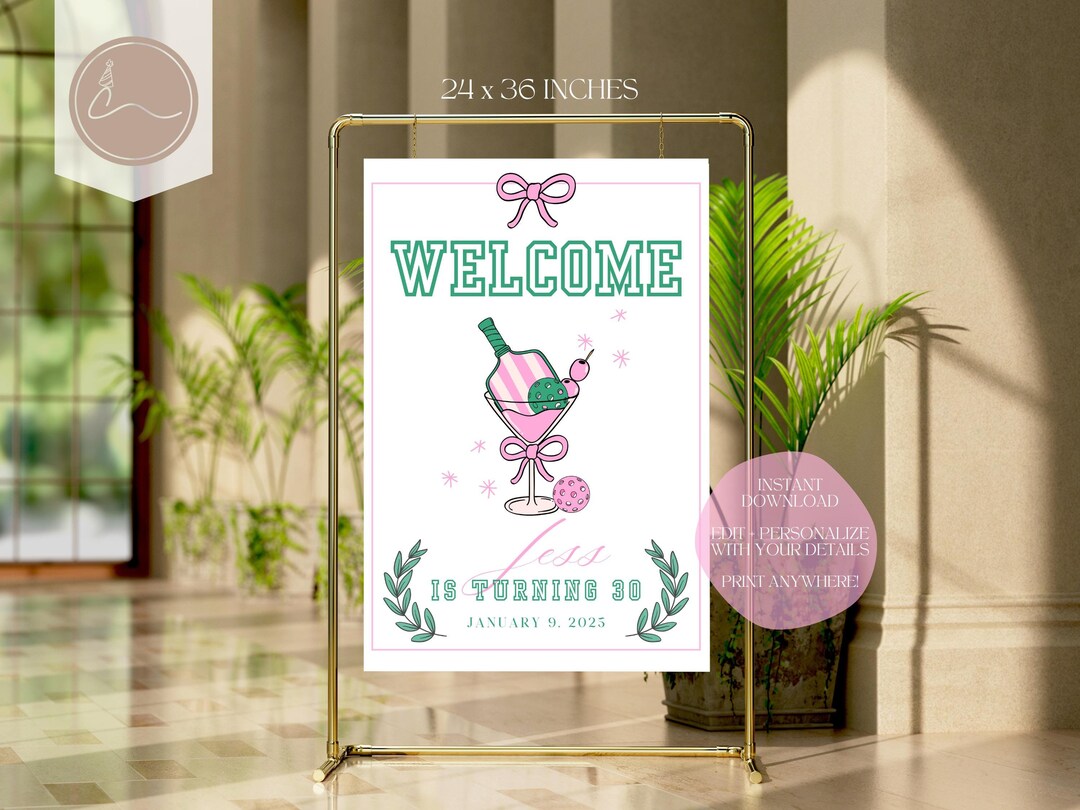 Pickleball Birthday Party, Welcome Sign, Pickleball Welcome Sign ...