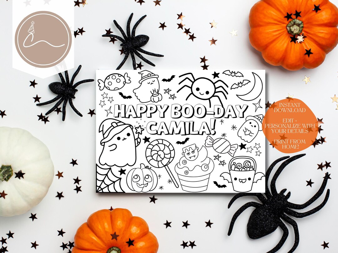 Halloween Birthday Coloring Page, Halloween Birthday Party, Boo Day ...