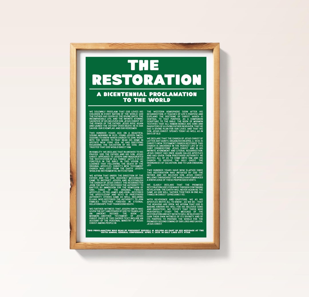 The Restoration Proclamation | Green | LDS | Colorful | Digital Print ...