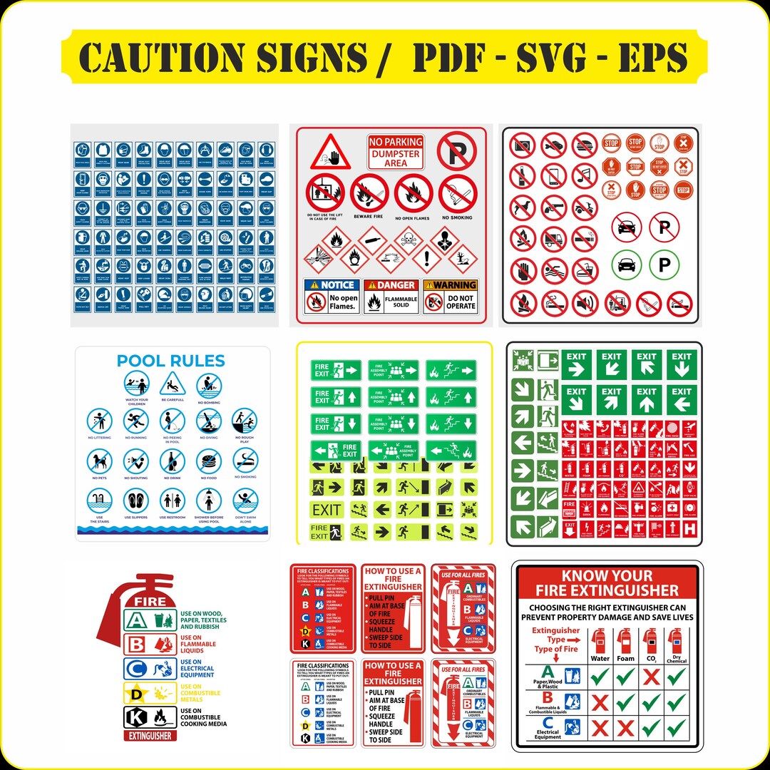 Warning Sign Digital Download Caution Sign SVG Bundle. Caution Sign EPS ...