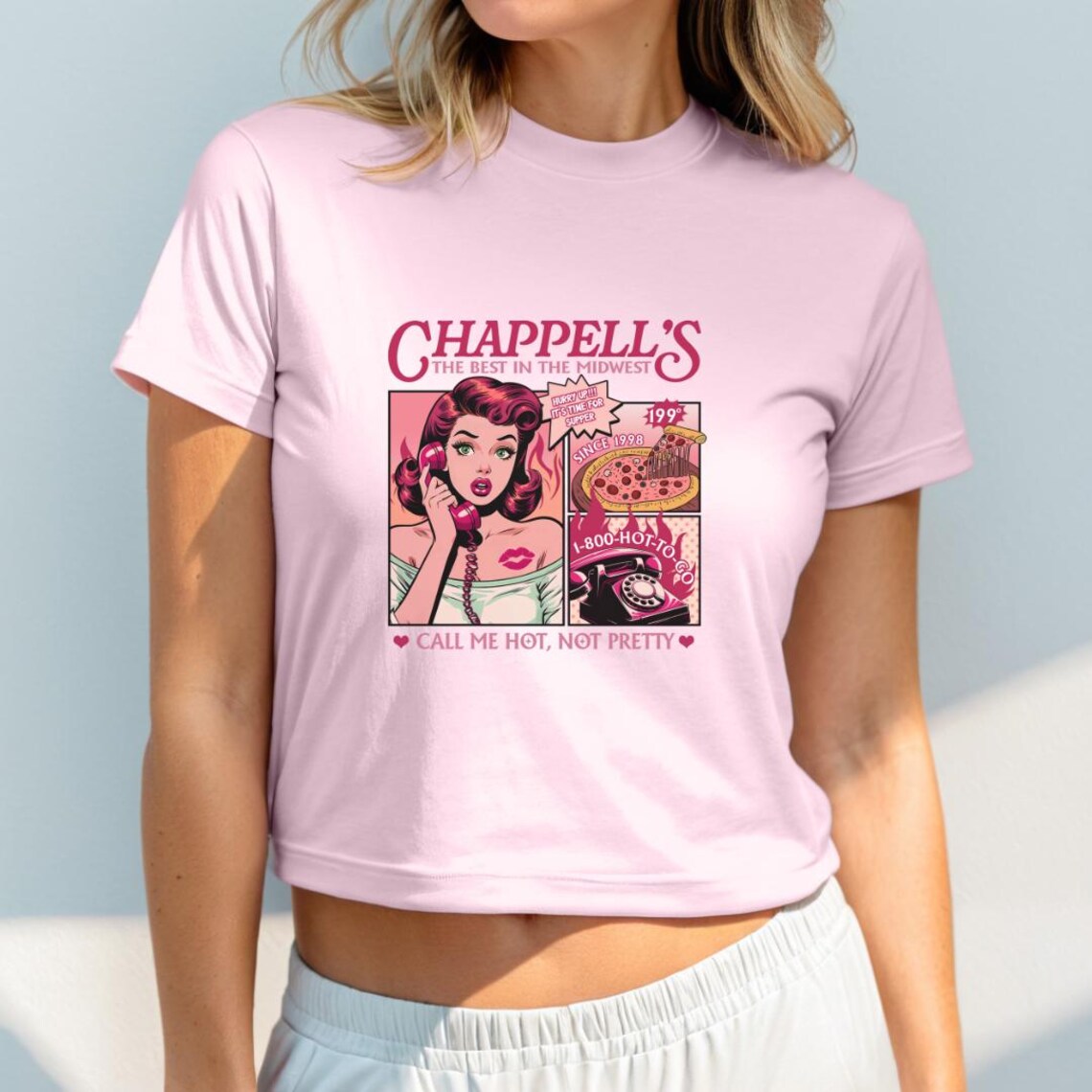 Chappell Roan Baby Tee - Chappells Pizza Tee - Pink Pony Club ...
